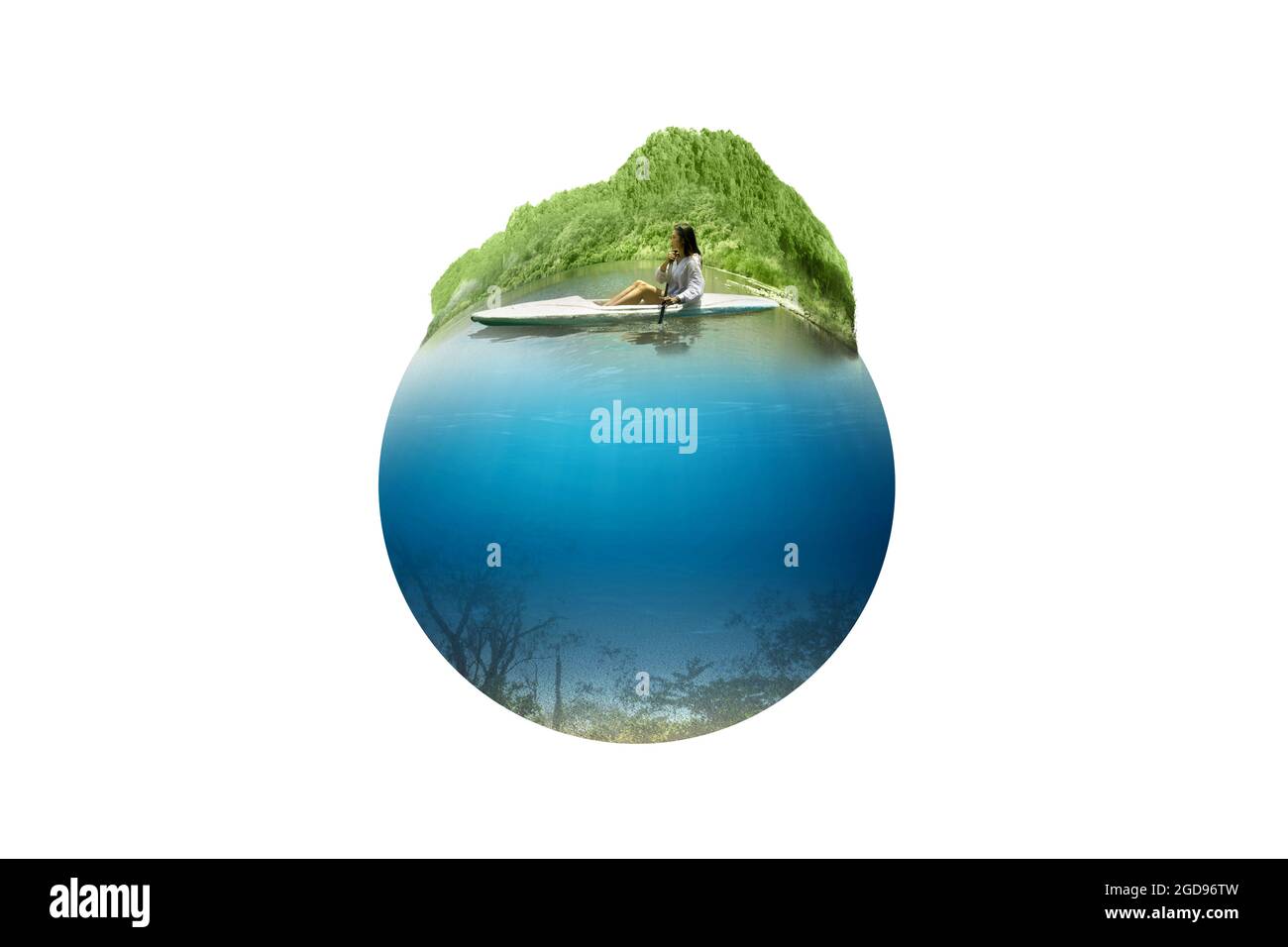 Paddling canoe on lake Cut Out Stock Images & Pictures - Alamy