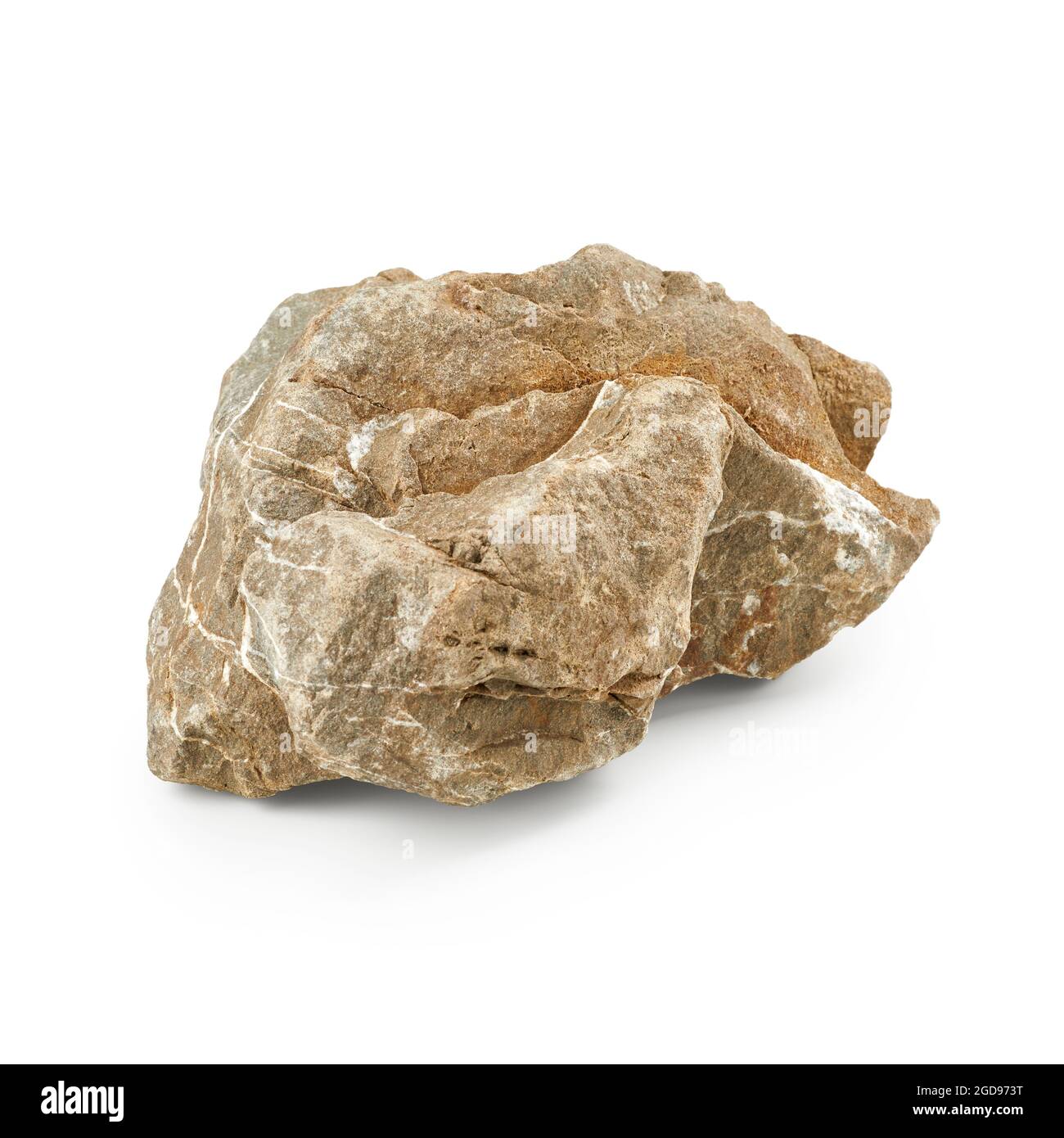 Beige rock isolated on white background Stock Photo - Alamy