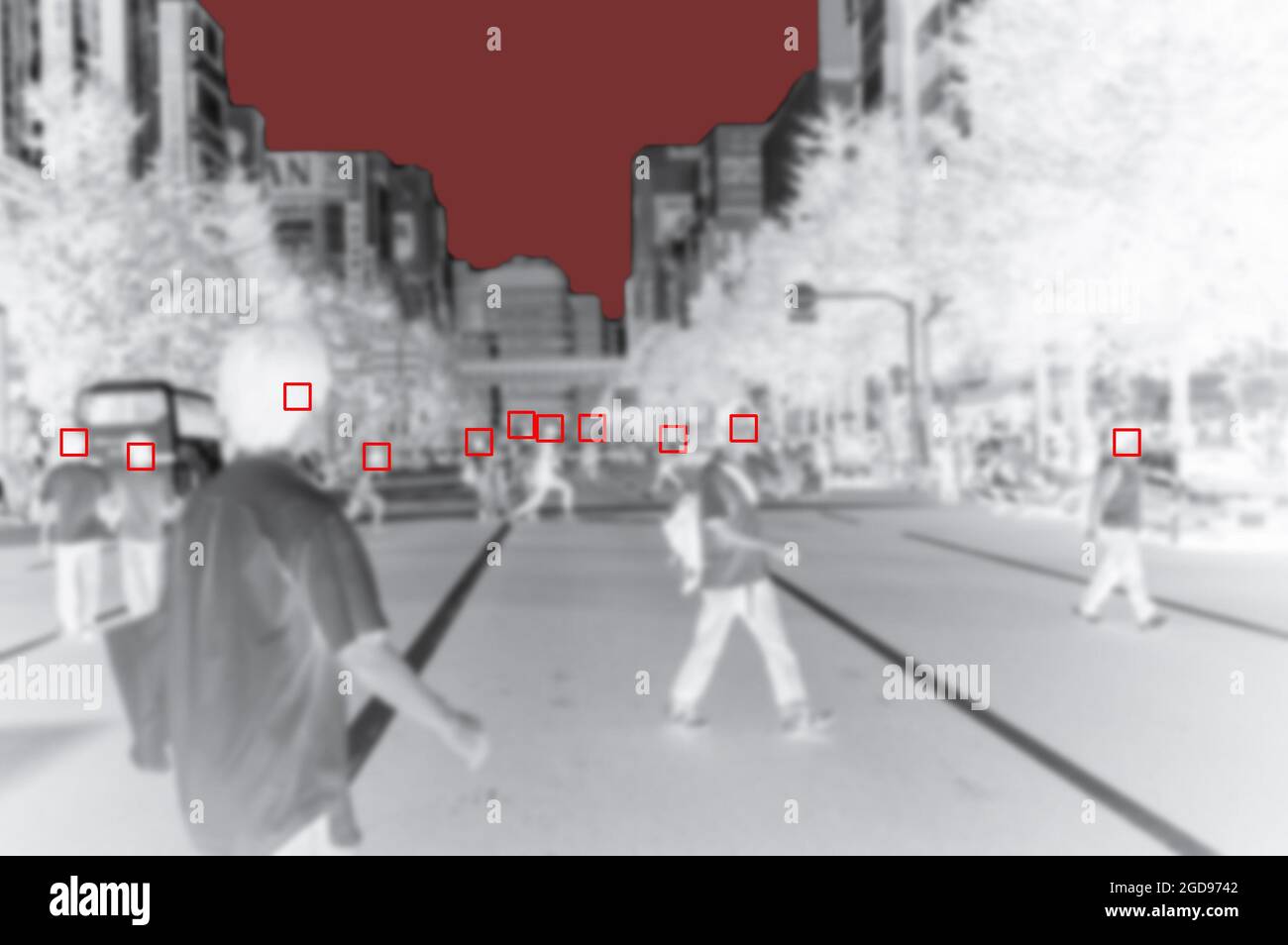 Face recognition signs on people faces Stock Photo - Alamy