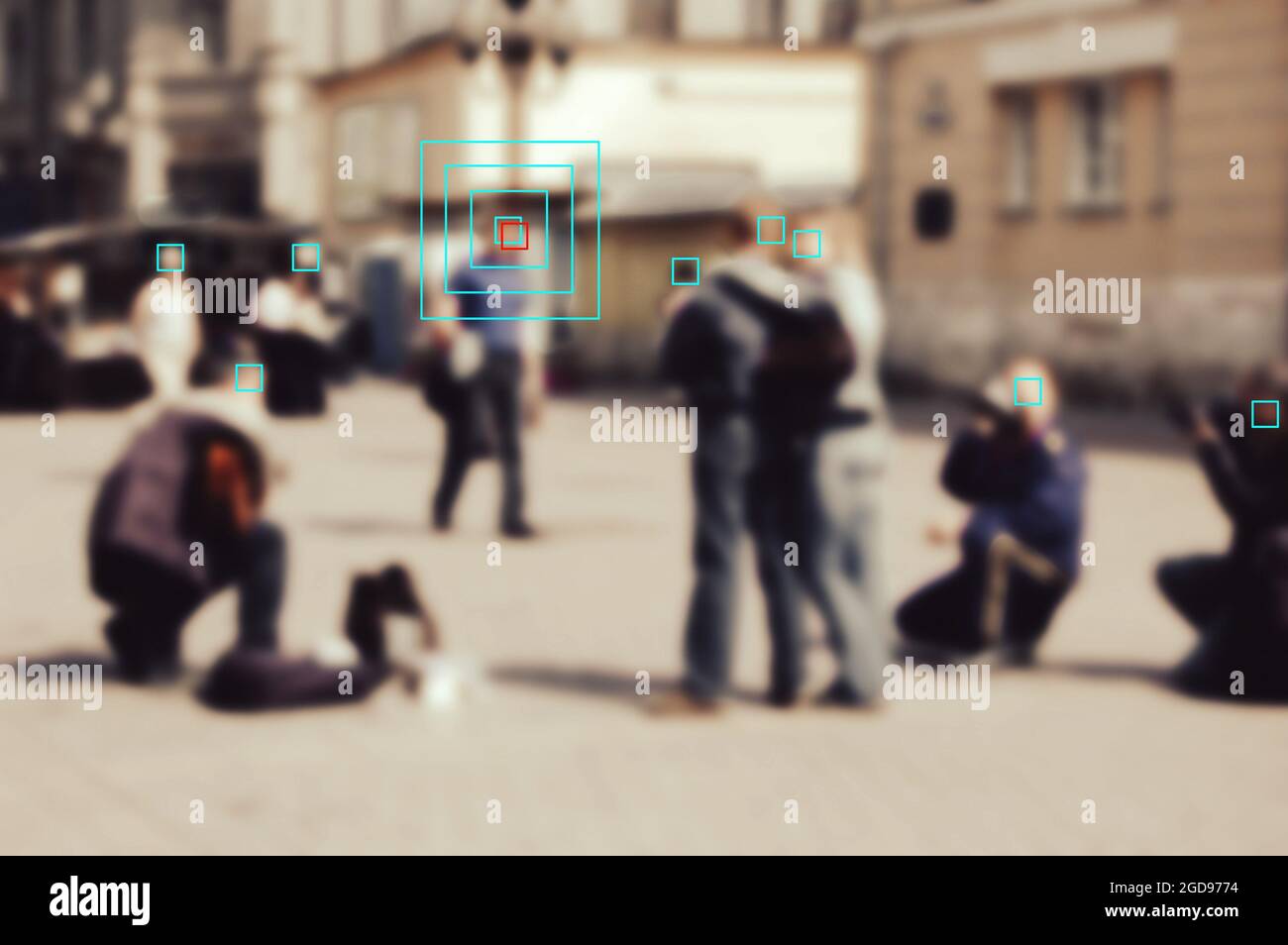 Face recognition signs on people faces Stock Photo - Alamy