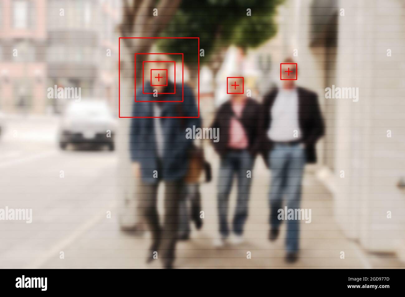 Face recognition signs on people faces Stock Photo - Alamy