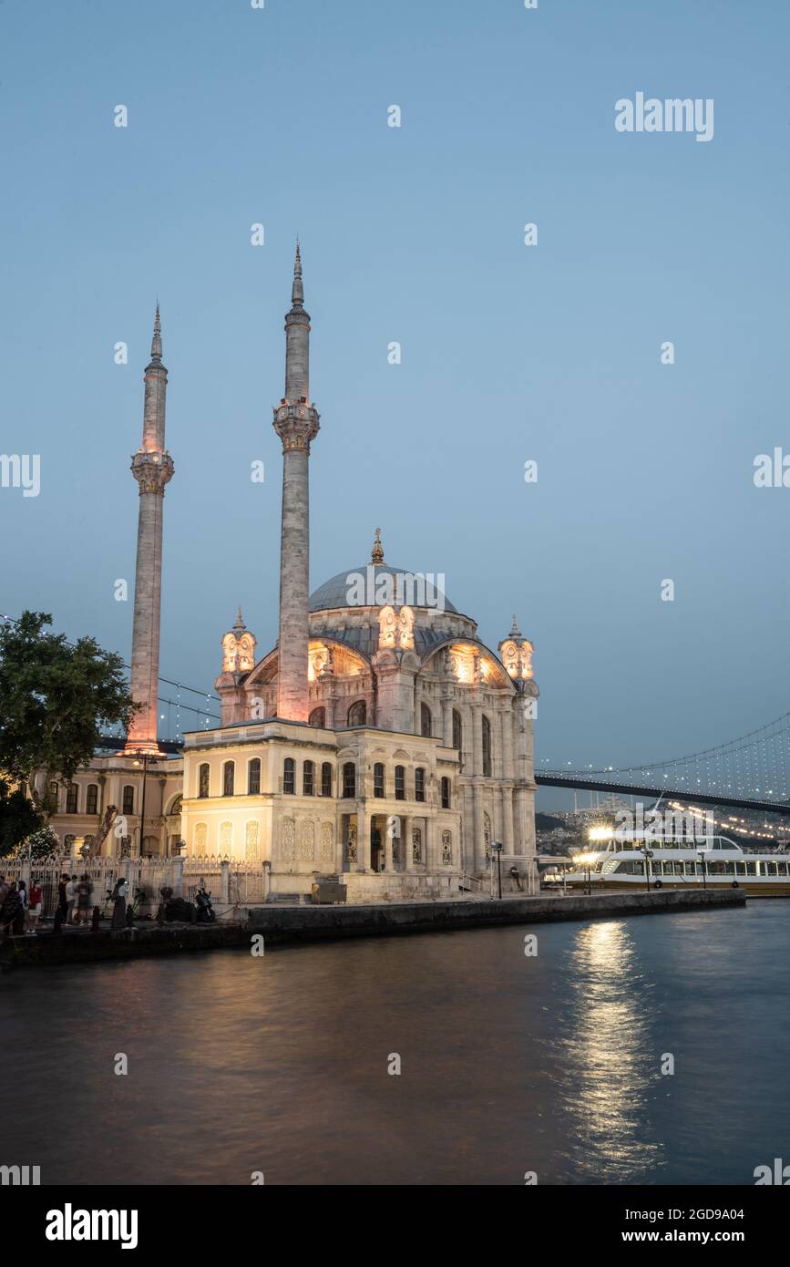 August 2nd 2021 Istanbul, Turkey Ortakoy Mosque otherwise known as the ...