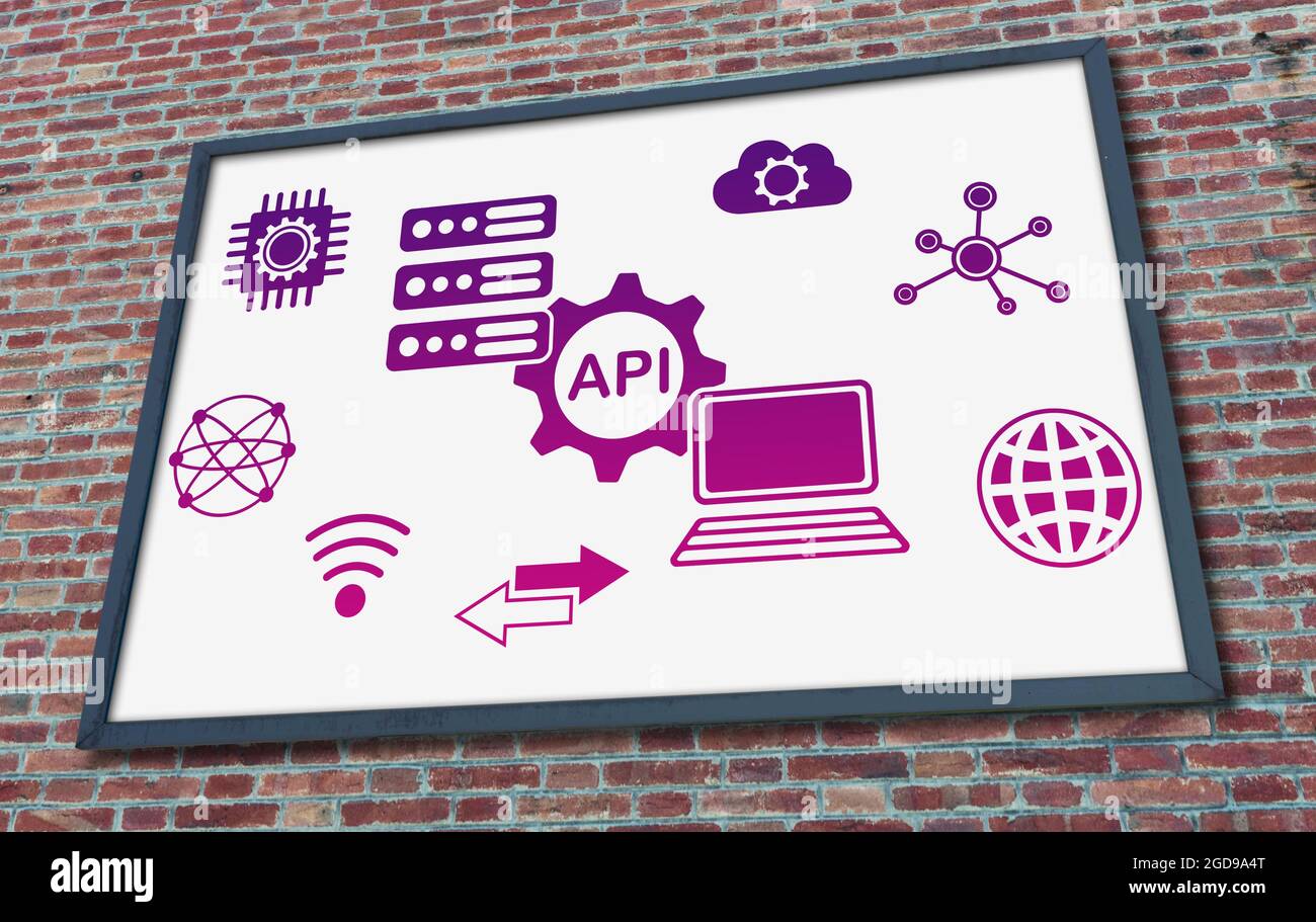 Api concept drawn on a billboard fixed on a brick wall Stock Photo - Alamy
