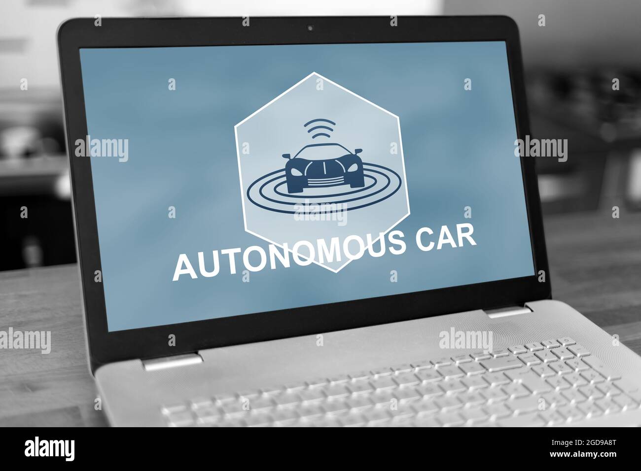 Laptop screen with autonomous car concept Stock Photo - Alamy