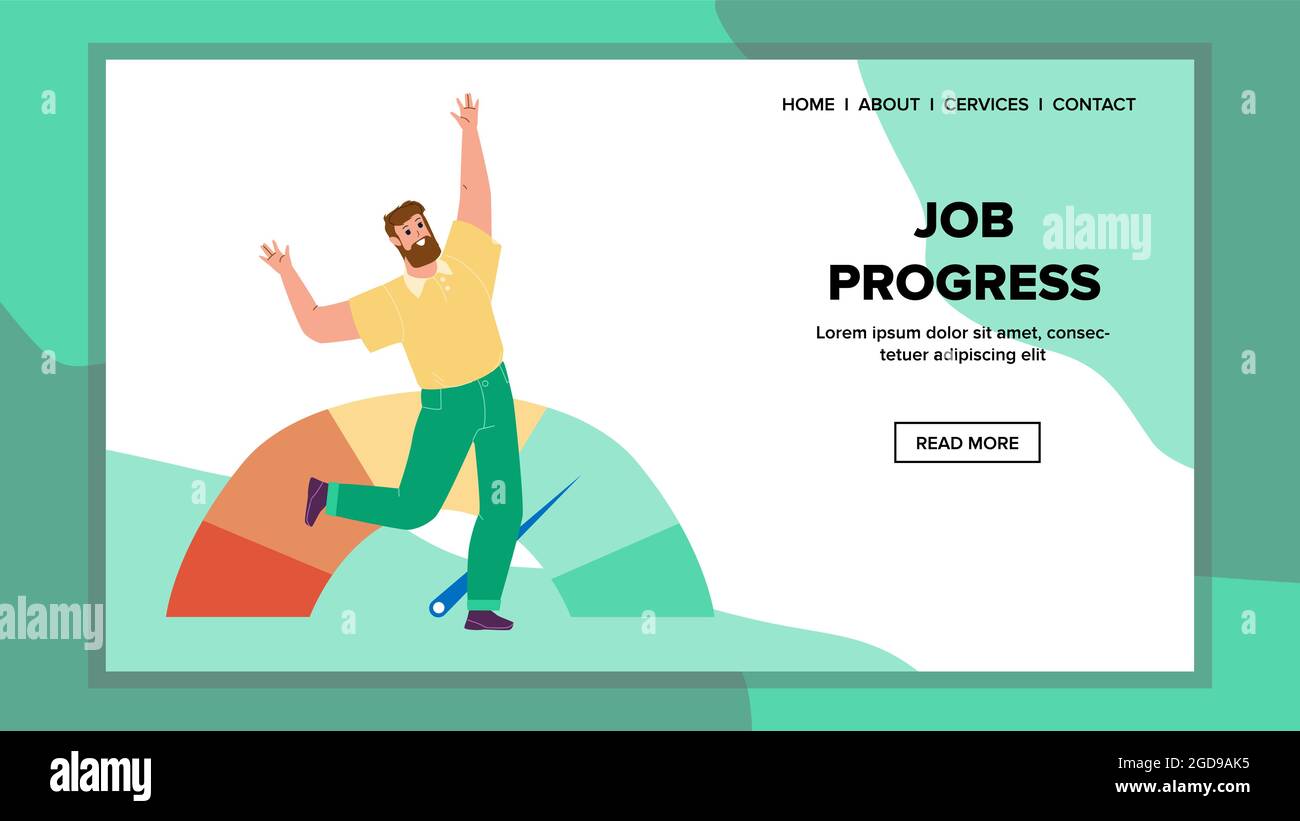 Job Progress And Excellent Goal Achievement Vector Stock Vector Image ...