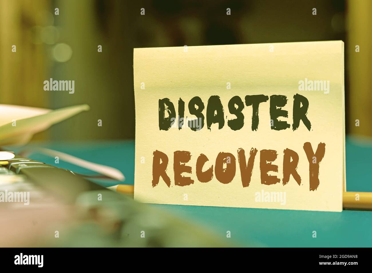 Sign displaying Disaster Recovery. Word Written on helping showing ...