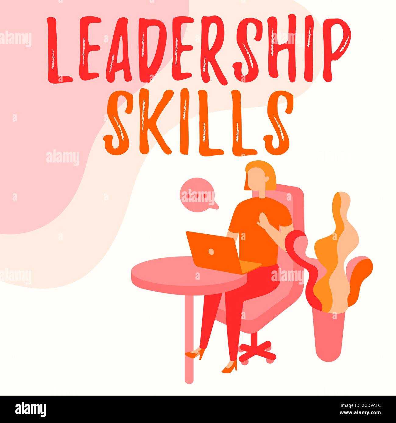 Text caption presenting Leadership Skills. Business approach Skills and ...