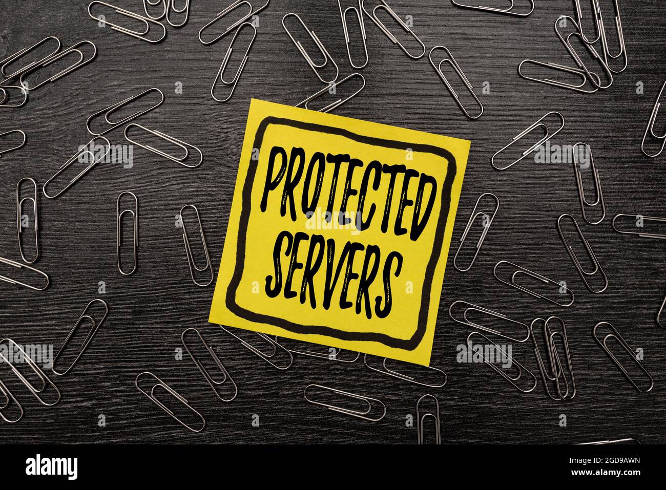 Writing displaying text Protected Servers. Word Written on technology ...