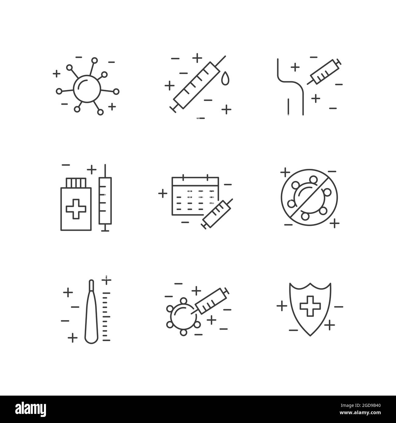 Vaccination and immunization line icon set. Collection Stock Vector ...