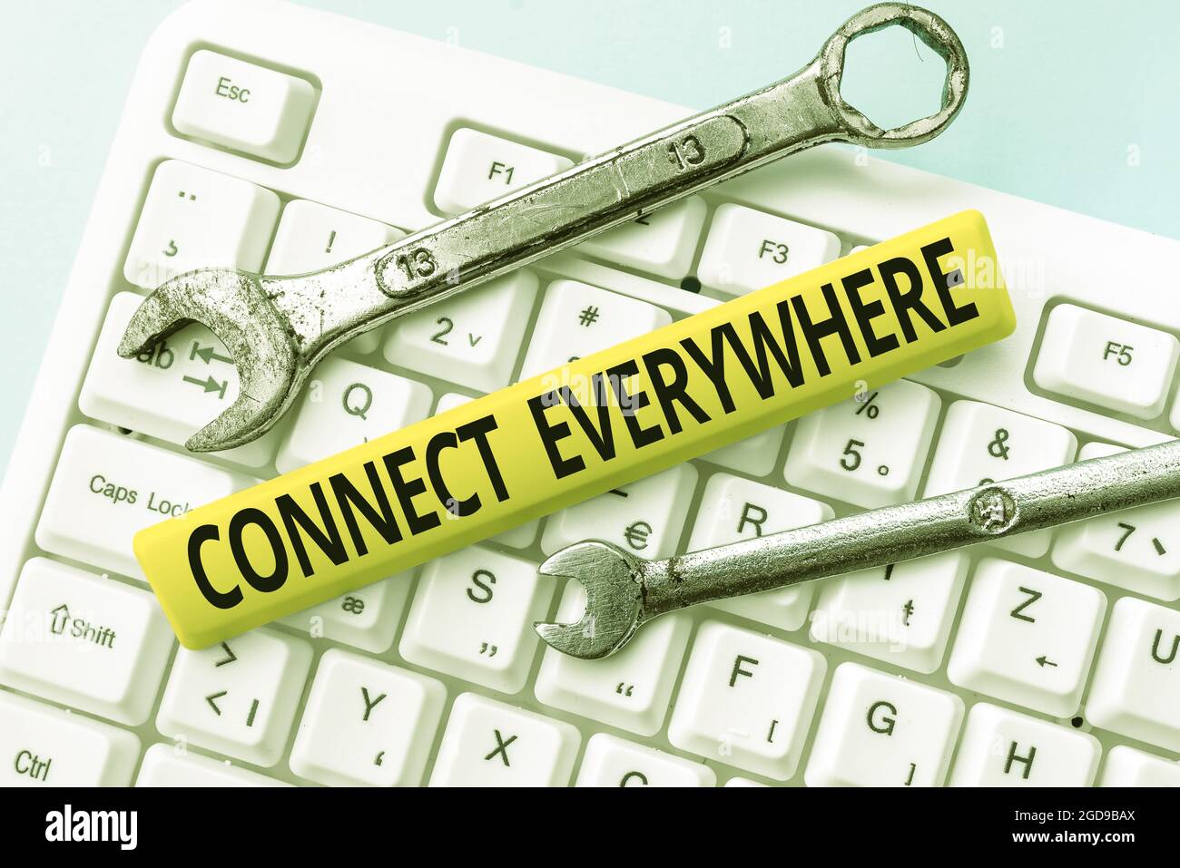 Sign displaying Connect Everywhere. Business overview channel of ...