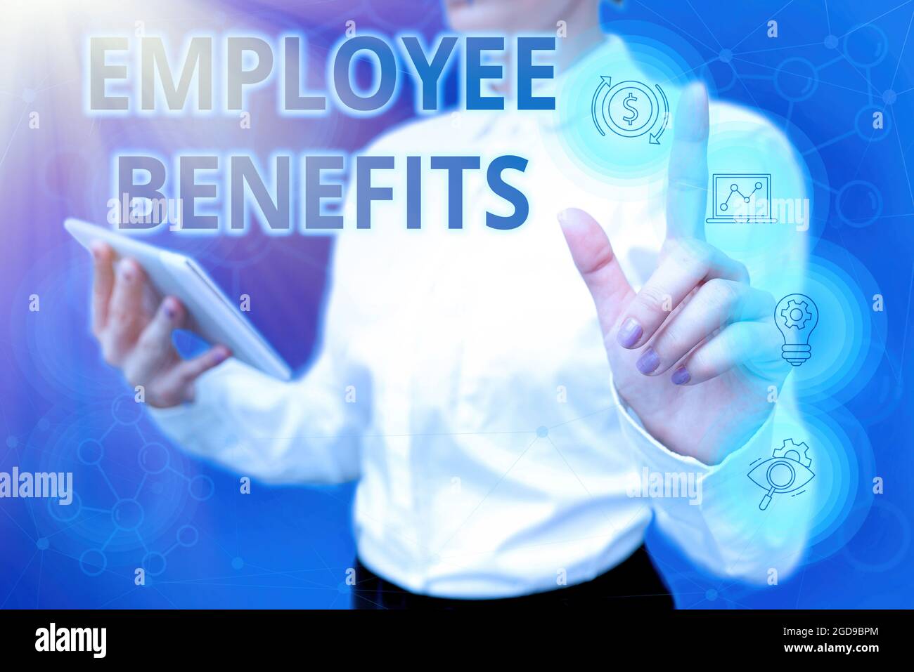 Conceptual display Employee Benefits. Conceptual photo payments made to ...