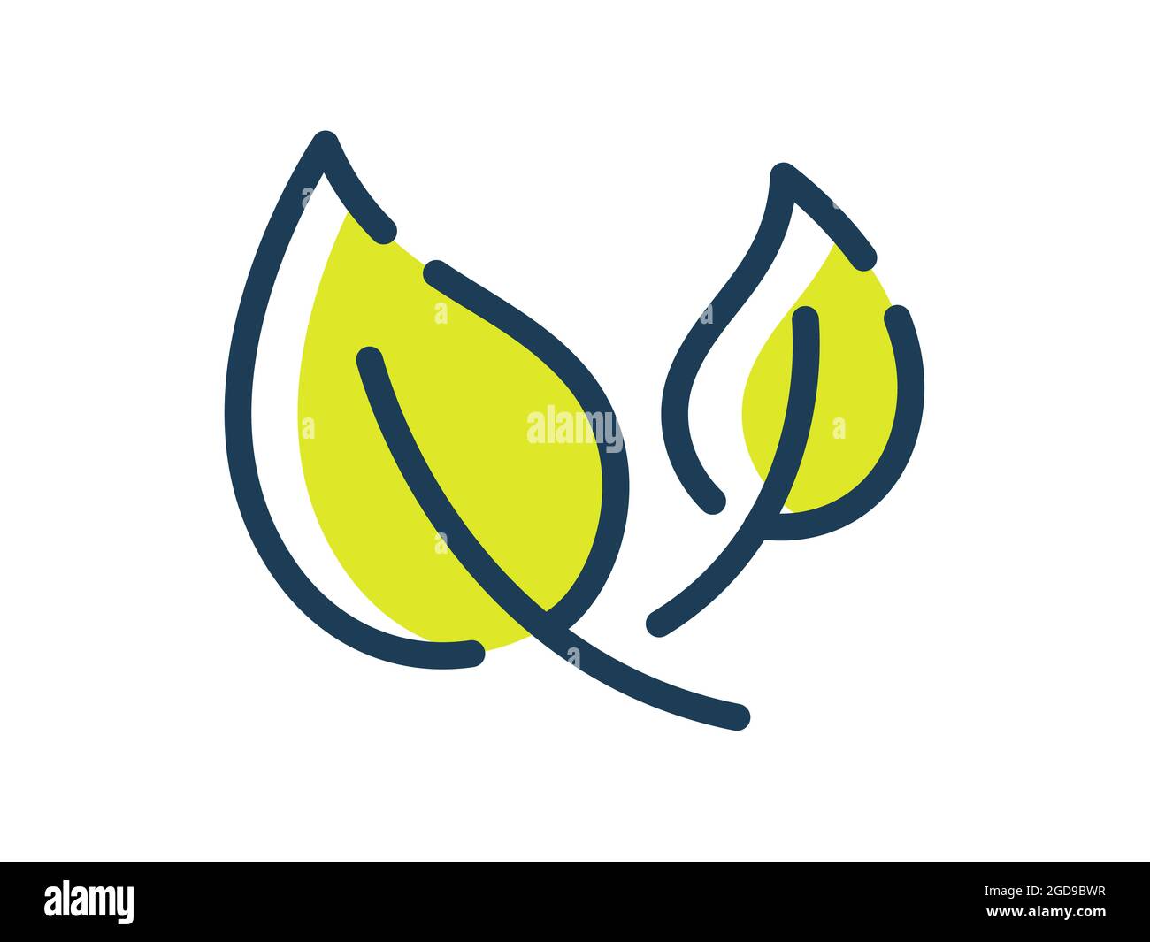 green leaf leaves eco single isolated icon with dash or dashed line ...