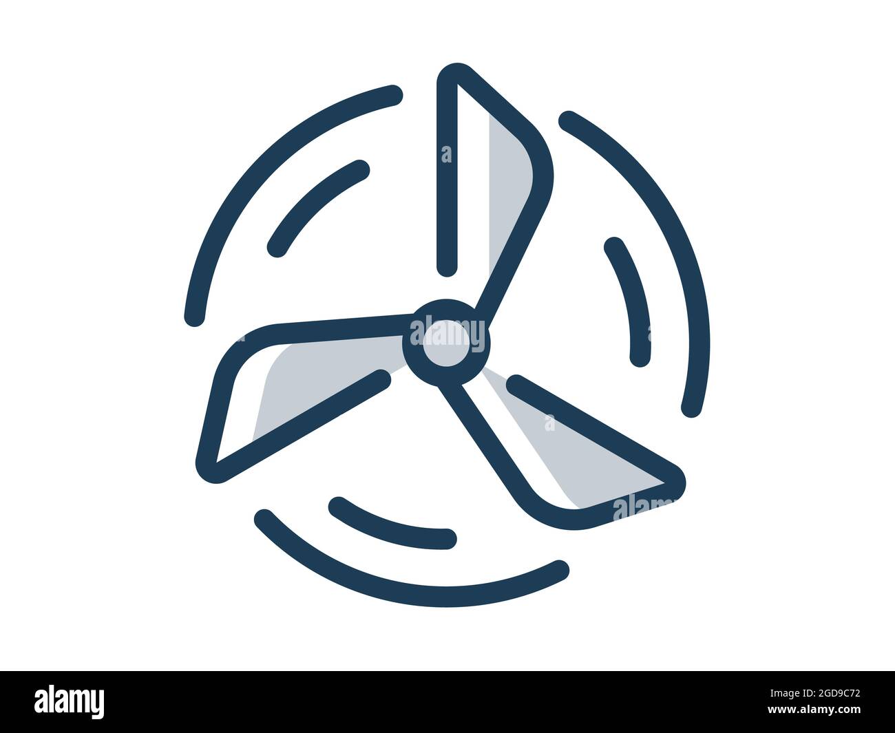 wind energy single isolated icon with dash or dashed line style vector ...