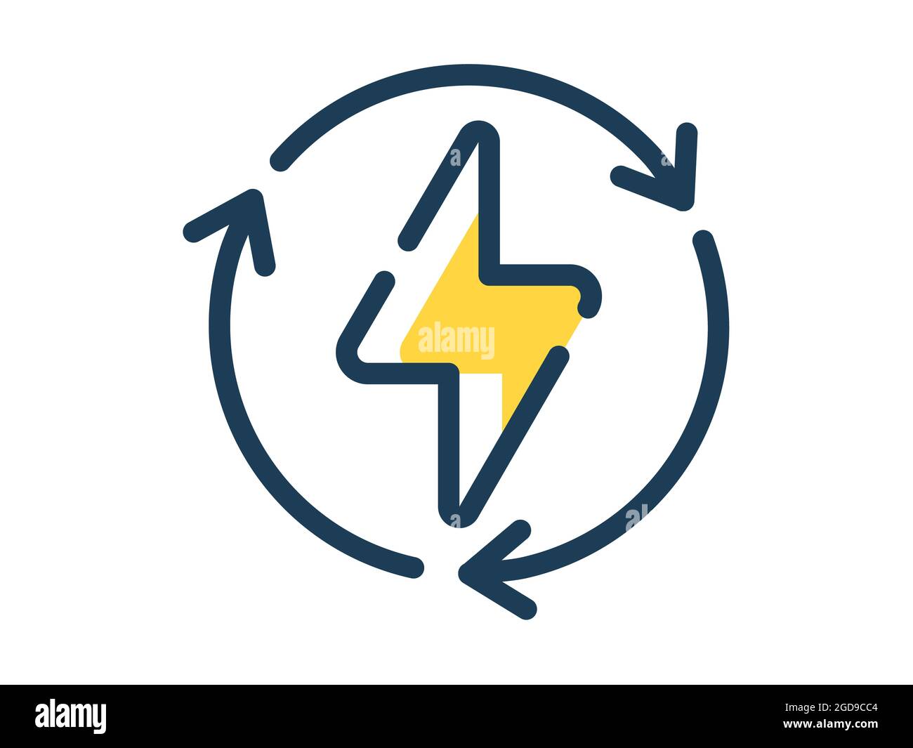 electric power lightning thunder single isolated icon with dash or ...