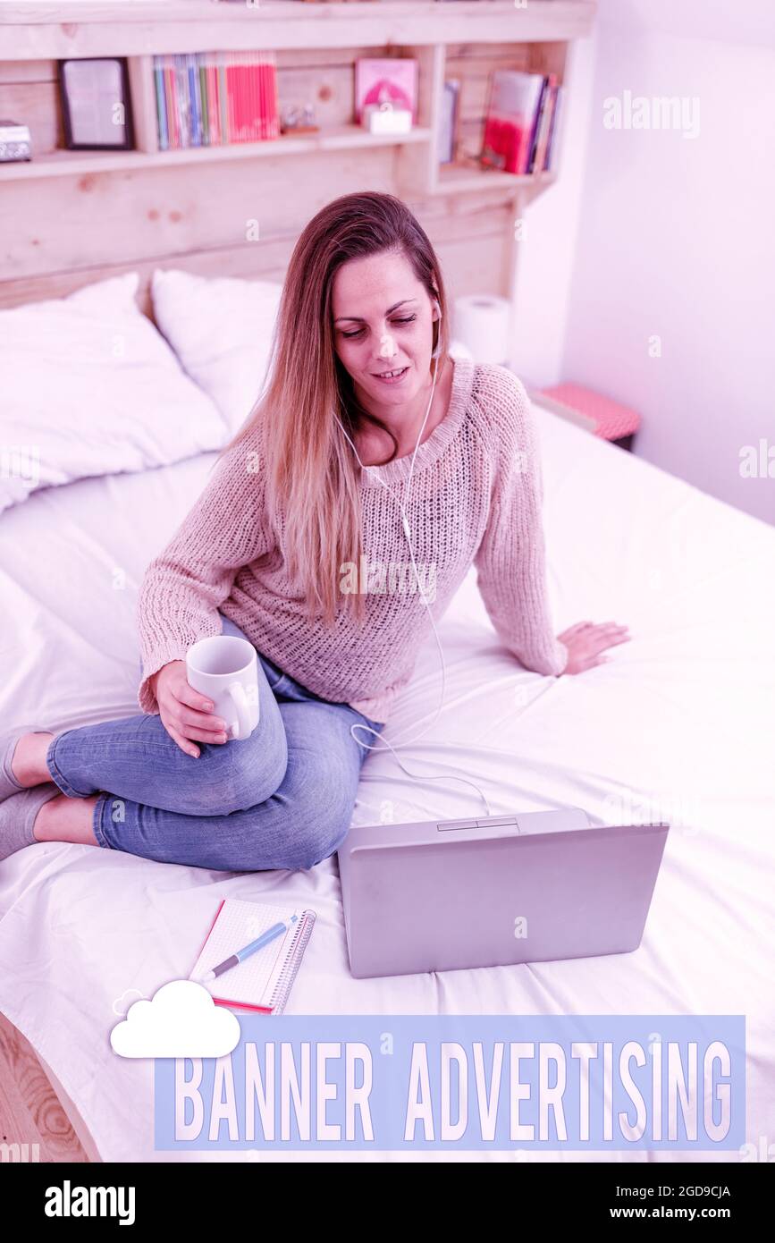 Text showing inspiration Banner Advertising. Internet Concept ...