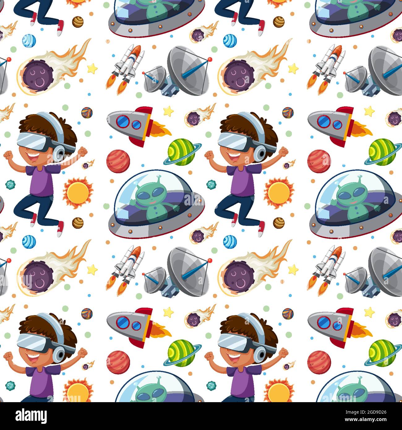 Science kids seamless background illustration Stock Vector Image & Art ...