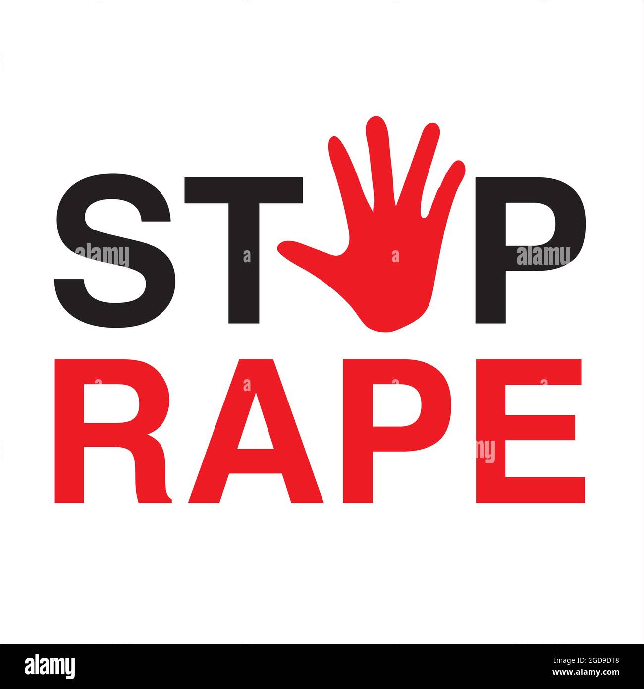 Stop Rape Illustration showing blood red palm. Prevent violence ...