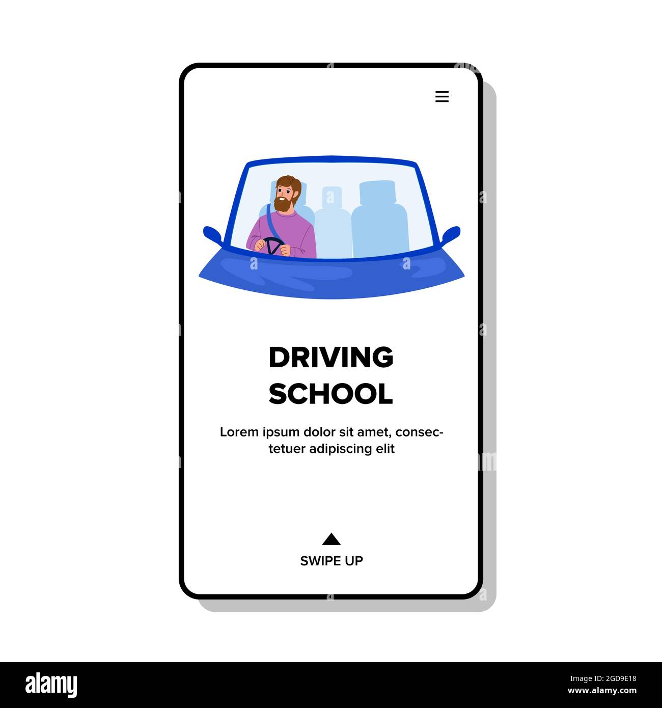Driving School Student Practicing Drive Car Vector Stock Vector Image ...