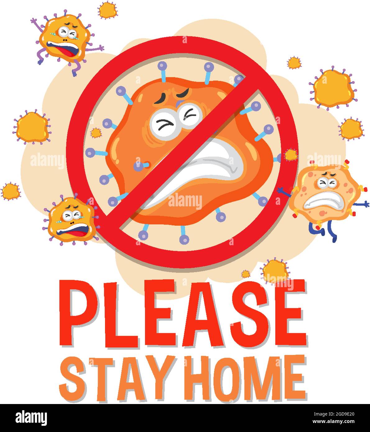 Please stay home font with stop virus sign illustration Stock Vector ...