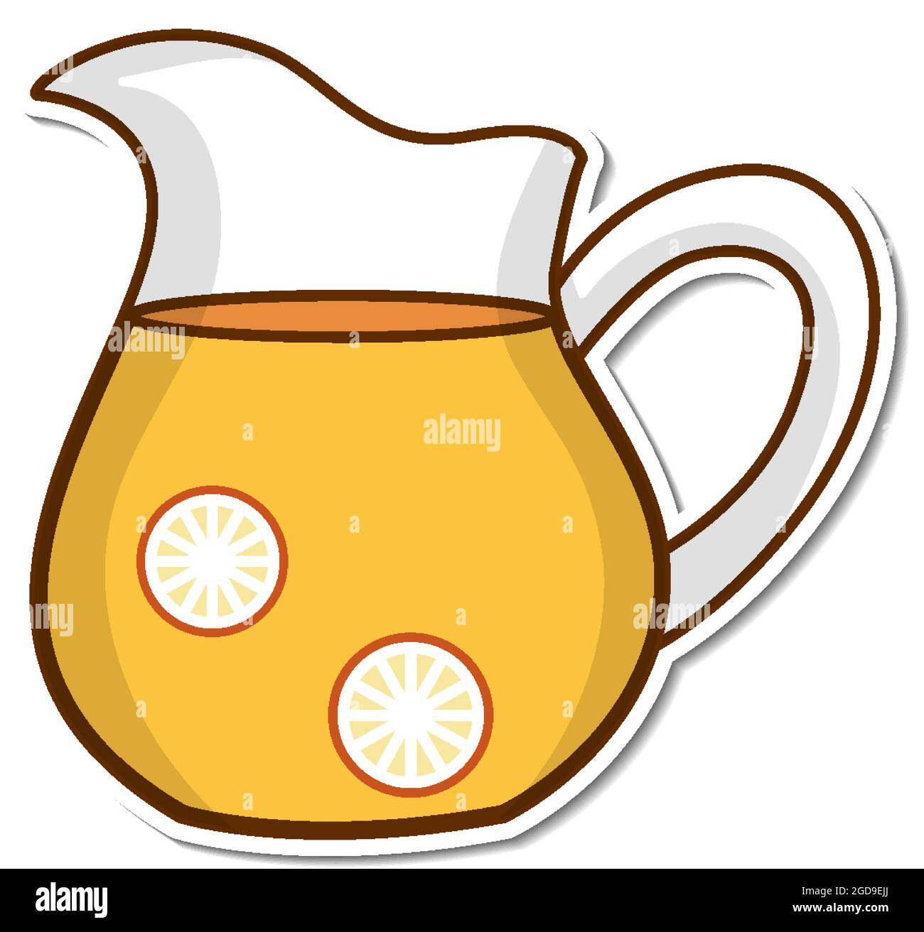 Sticker pitcher of orange juice on white background illustration Stock ...