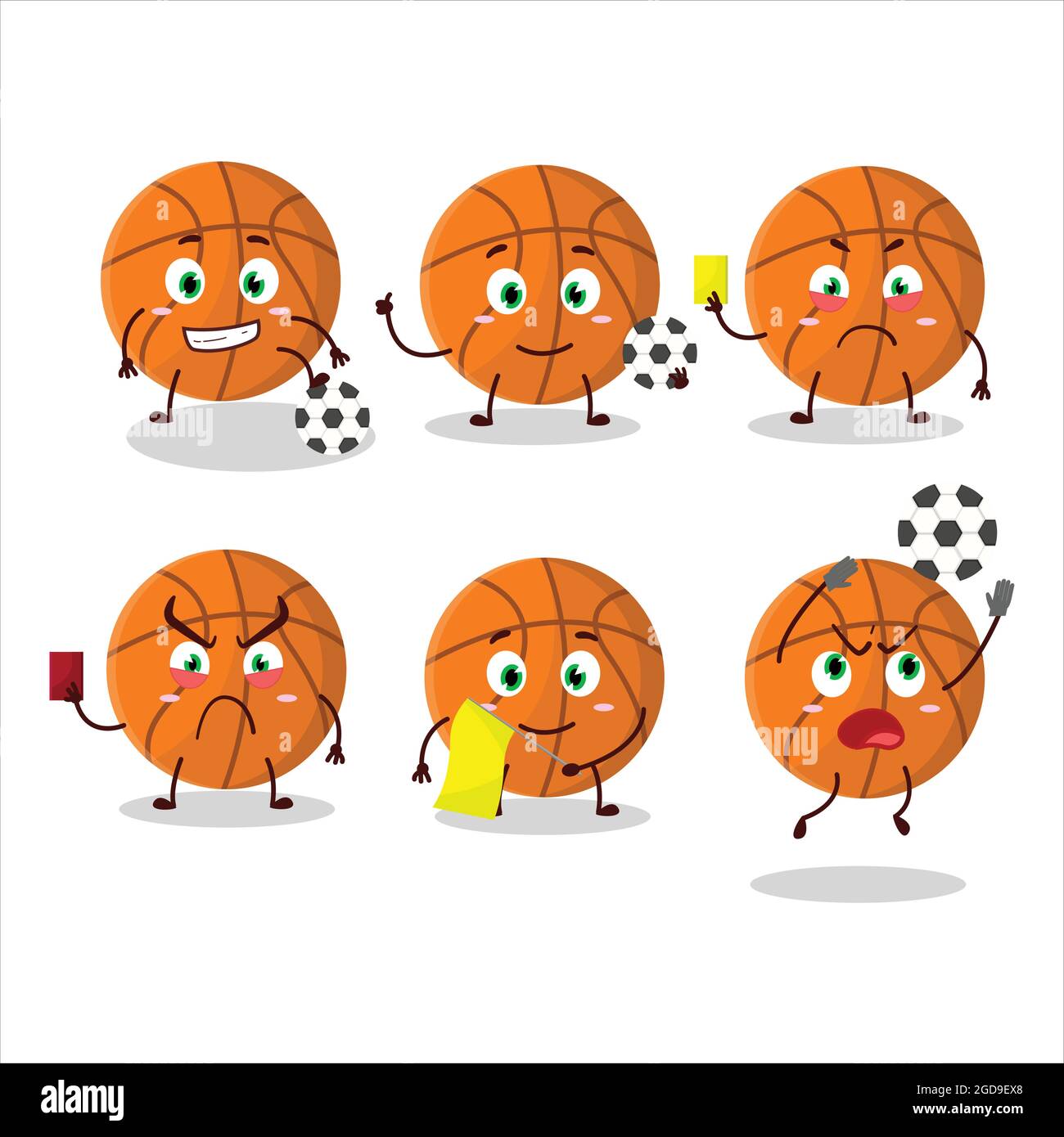 Basketball cartoon character working as a Football referee. Vector ...