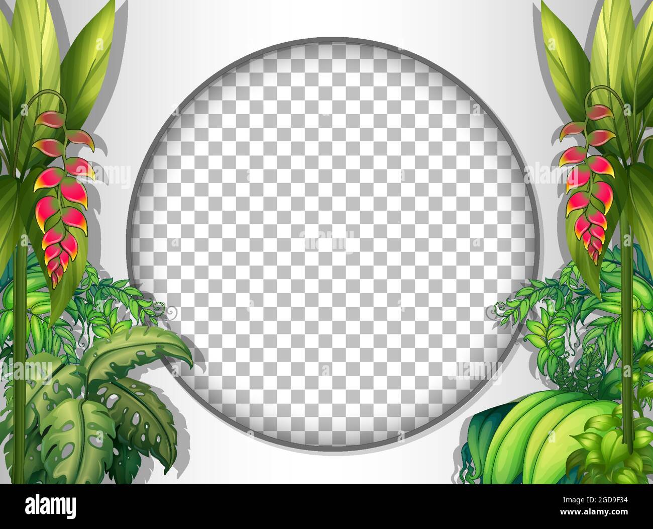 Round frame transparent with tropical leaves template illustration ...