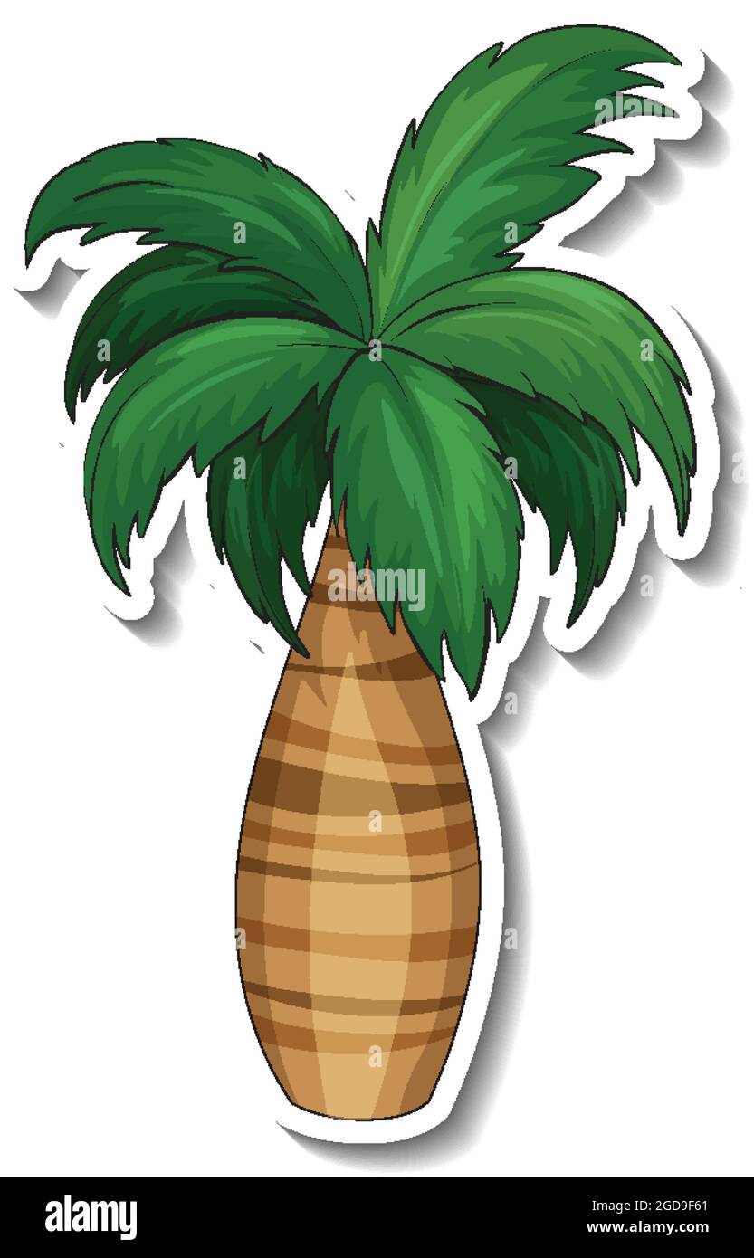 Palm tree sticker on white background illustration Stock Vector Image ...