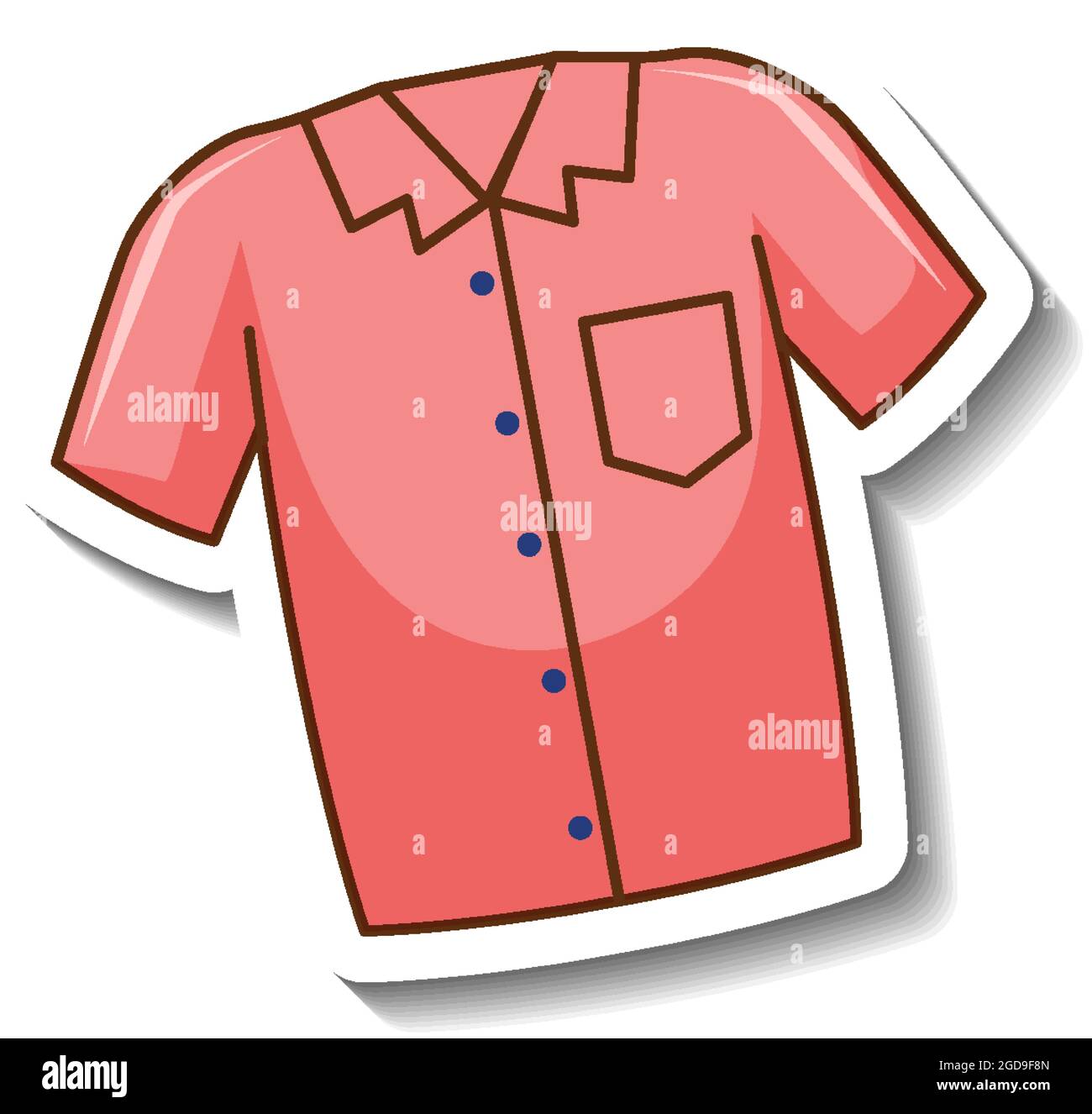 A sticker template with front of pink shirt isolated illustration Stock ...