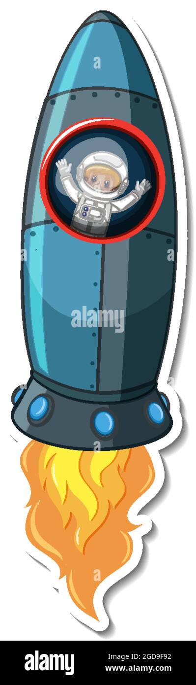 Sticker template with rocket ship isolated illustration Stock Vector ...