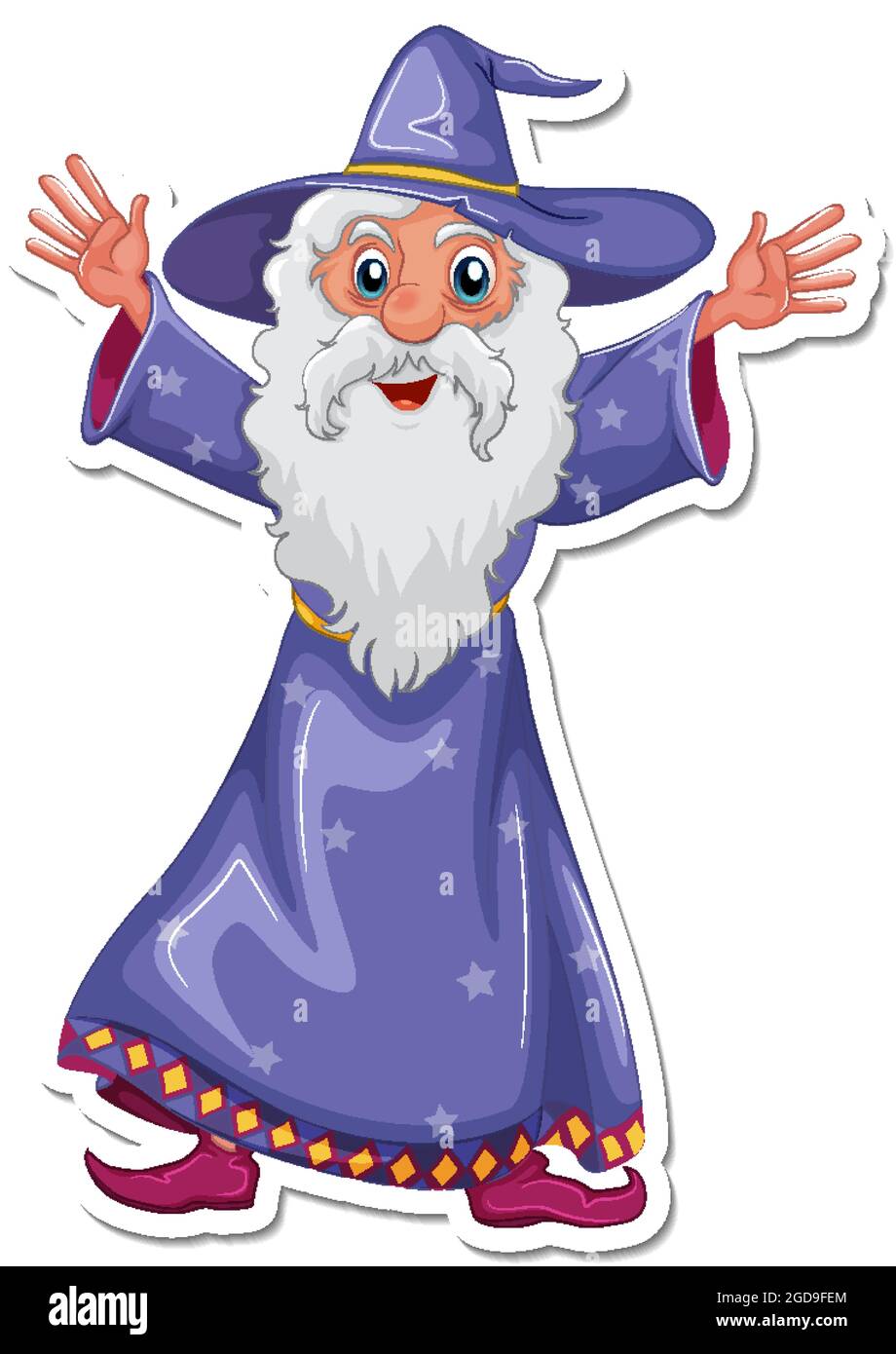 An old wizard cartoon character sticker illustration Stock Vector Image ...