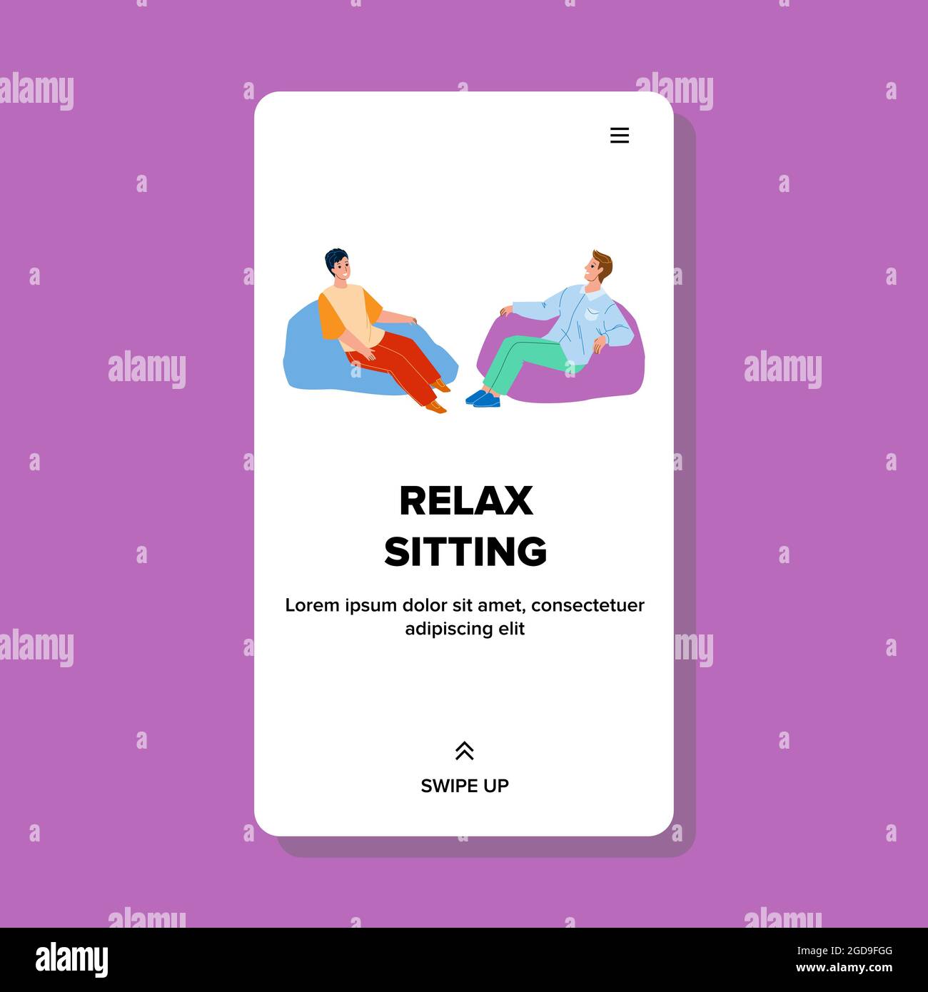 Relax Sitting Enjoying Young Boys Together Vector Stock Vector Image ...