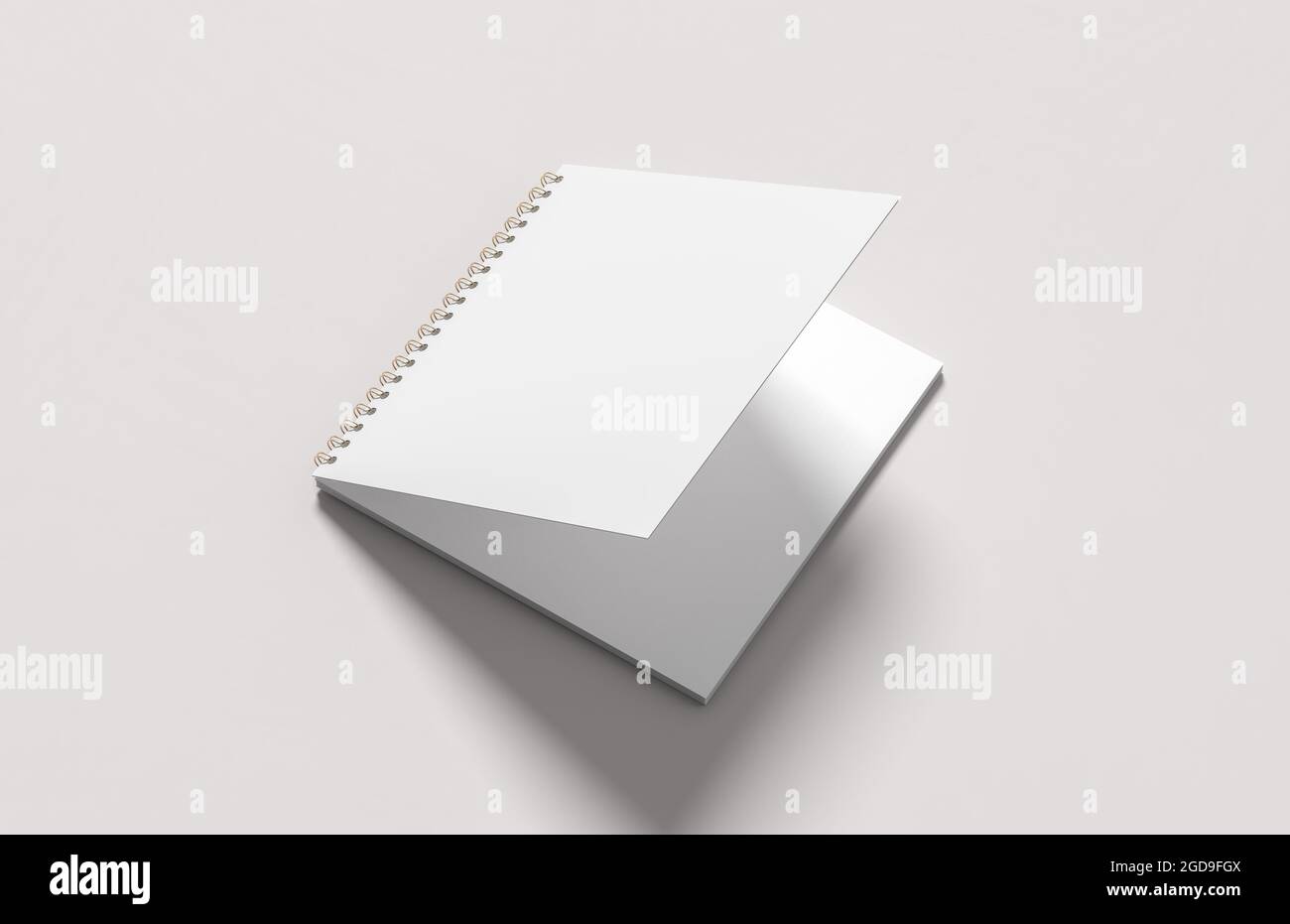 Realistic spiral binder square notebook mock up isolated on white ...