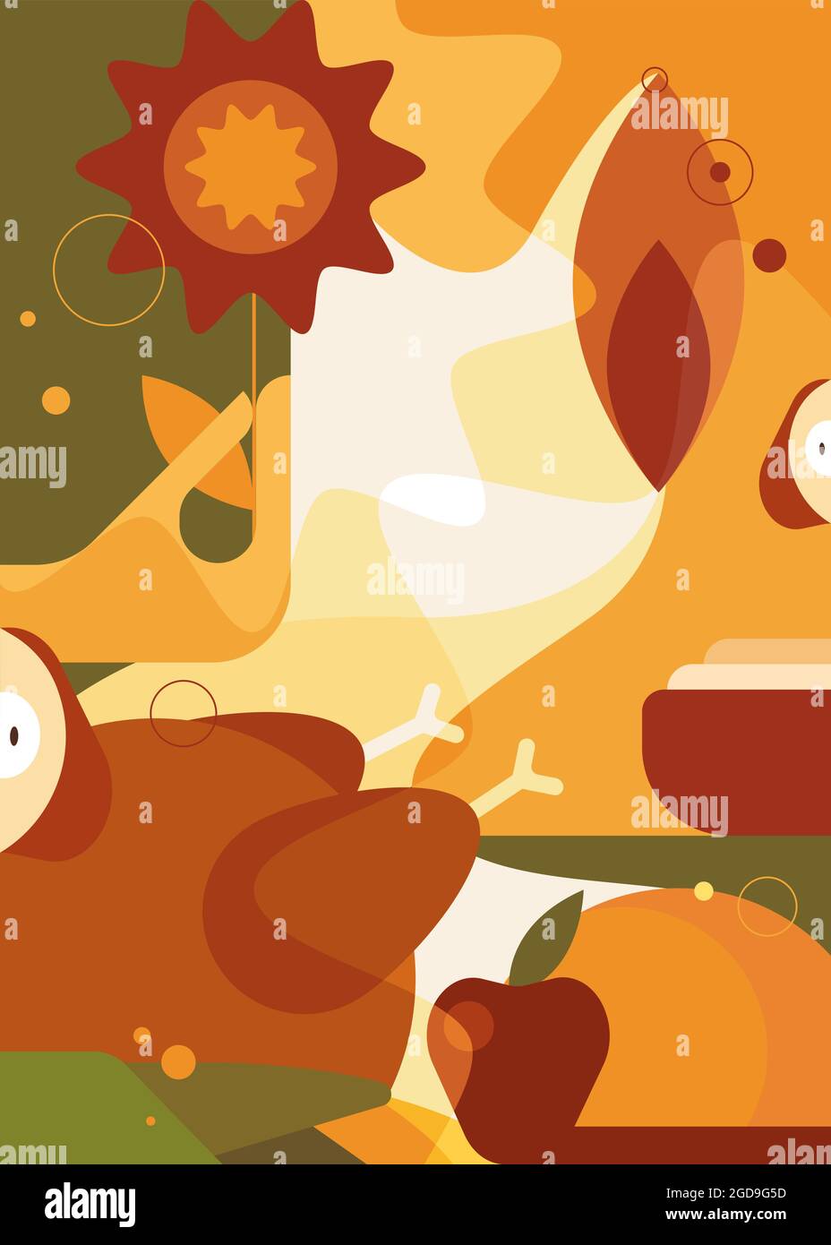 Abstract Thanksgiving poster. Holiday postcard design in flat style ...