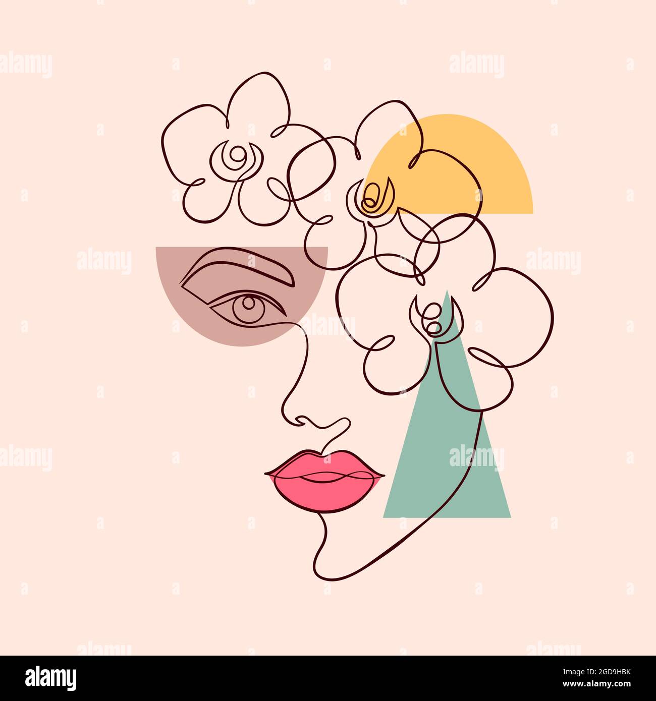 Poster With Minimal Woman Face Stock Vector Image And Art Alamy