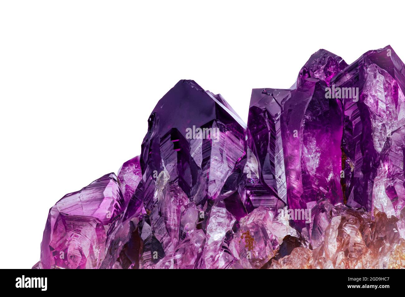 Amethyst crystal druse geode with isolated white background gemstone ...