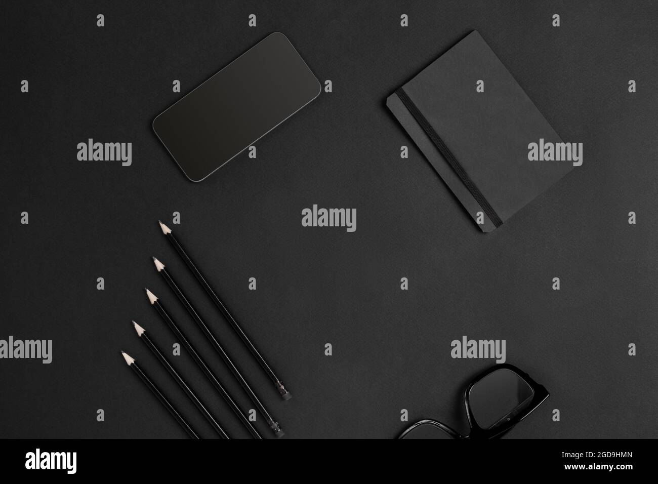 Mix of office supplies and business gadgets on a modern desk Stock ...