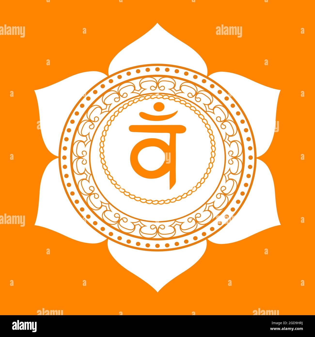 The second Swadhisthana chakra with the Hindu Sanskrit seed mantra Vam ...