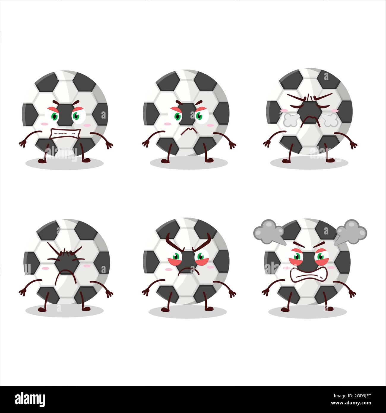 Soccer ball cartoon character with various angry expressions. Vector ...