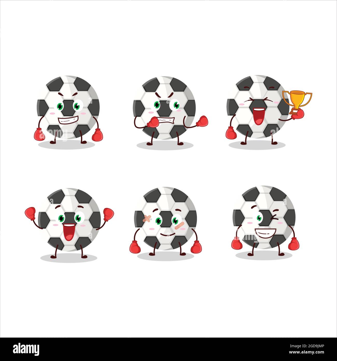 A sporty soccer ball boxing athlete cartoon mascot design. Vector ...
