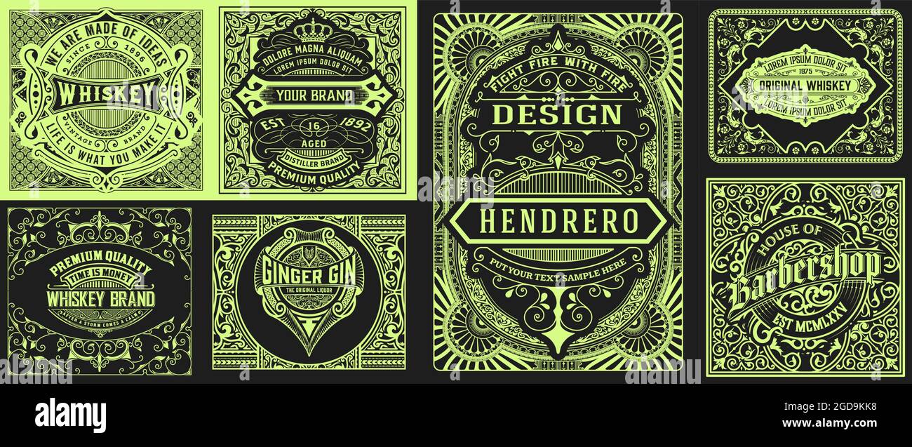 Set of 7 labels. Western style Stock Vector Image & Art - Alamy