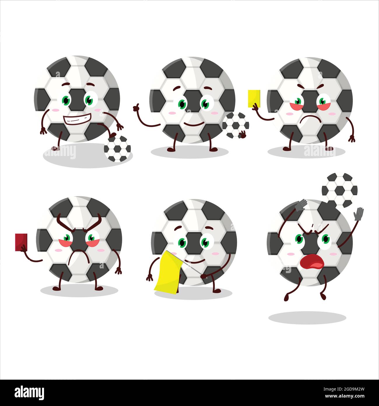 Soccer ball cartoon character working as a Football referee. Vector ...