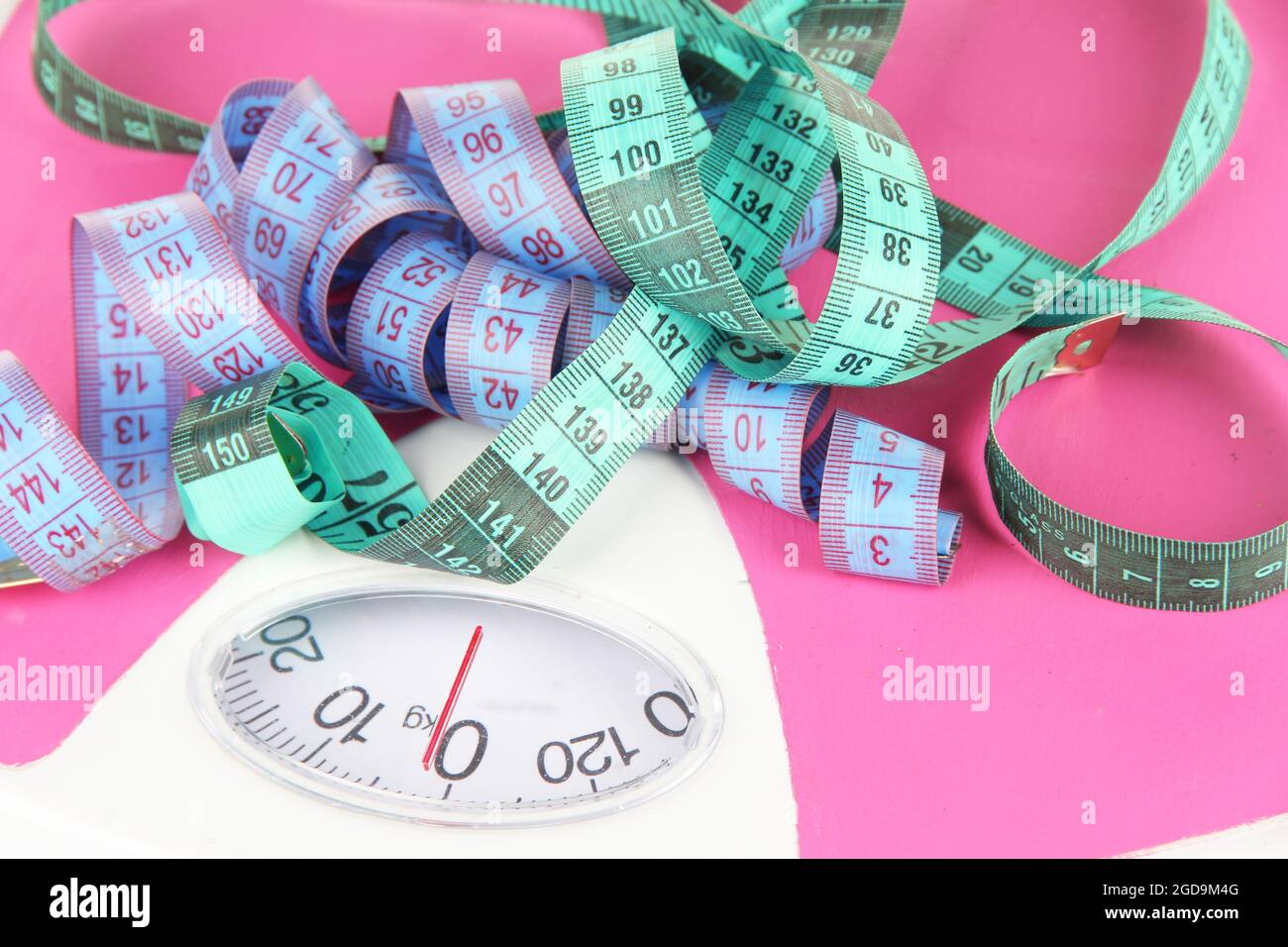 Measuring tape and scales close-up Stock Photo - Alamy