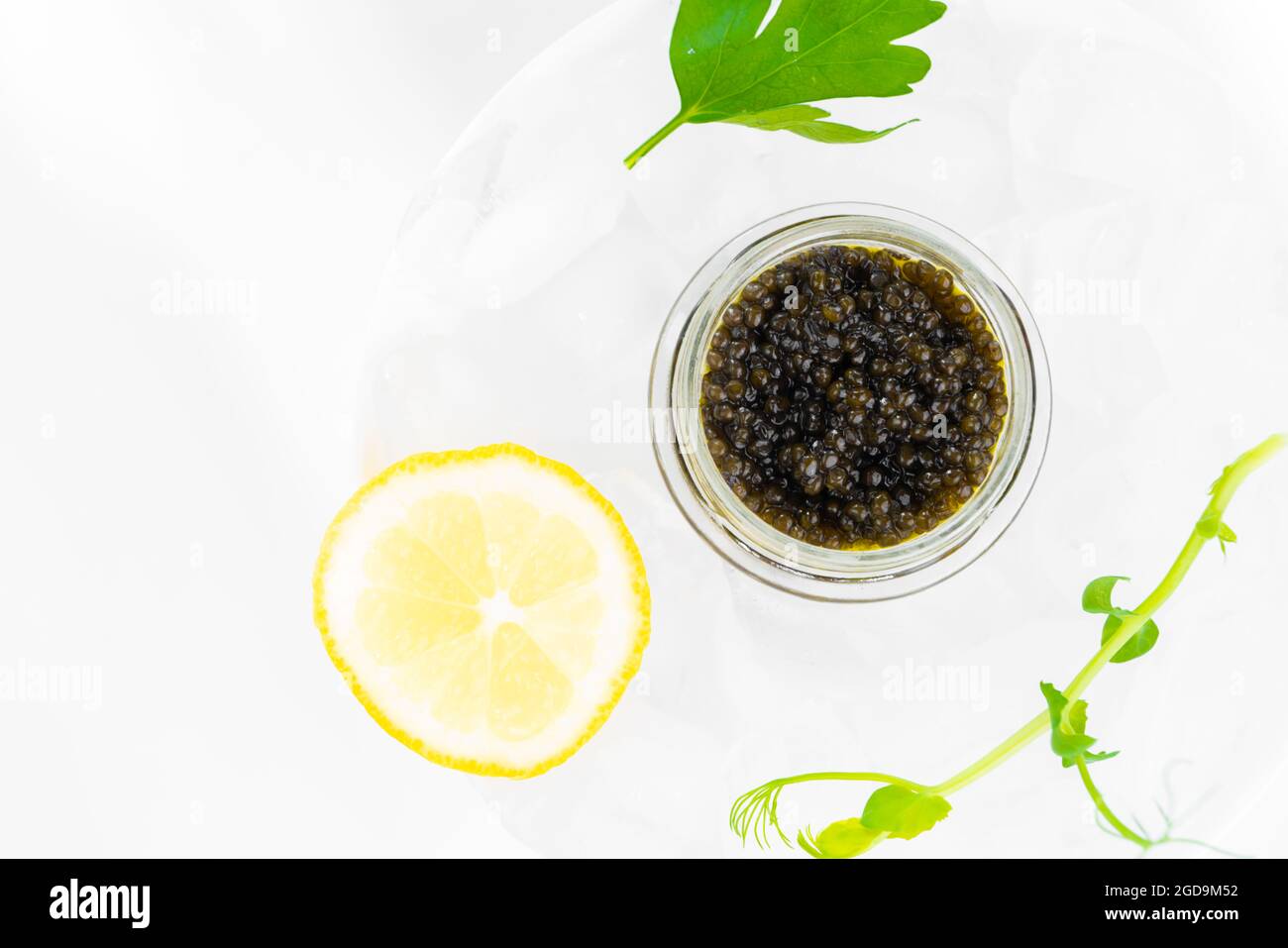 Appetizers of delicious delicatessen, natural sturgeon black caviar ...