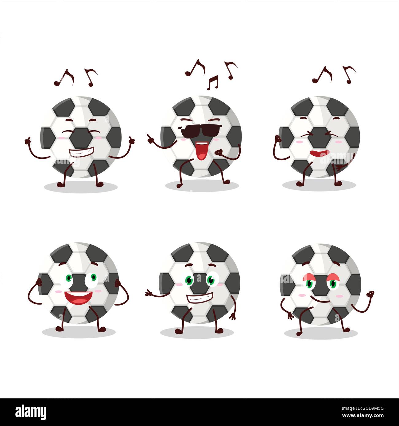 An image of soccer ball dancer cartoon character enjoying the music ...