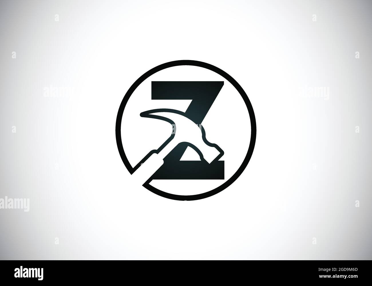 Initial Z monogram letter alphabet with a Hammer. Repair, renovation ...