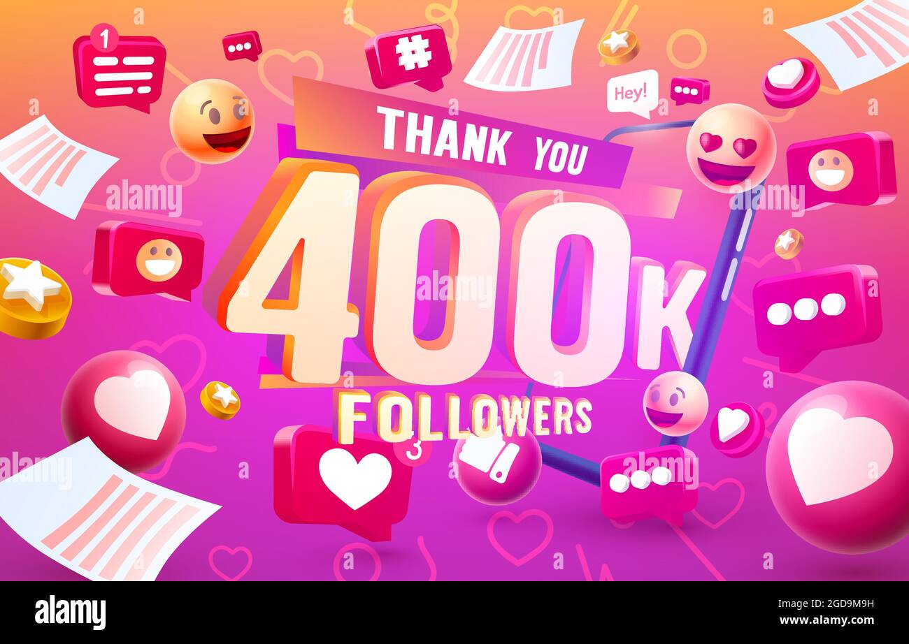 Thank you followers peoples, 400k online social group, happy banner ...