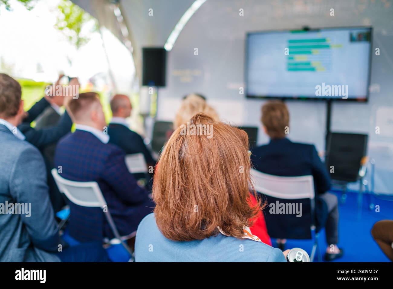 Audience listen presentation international conference hi-res stock ...