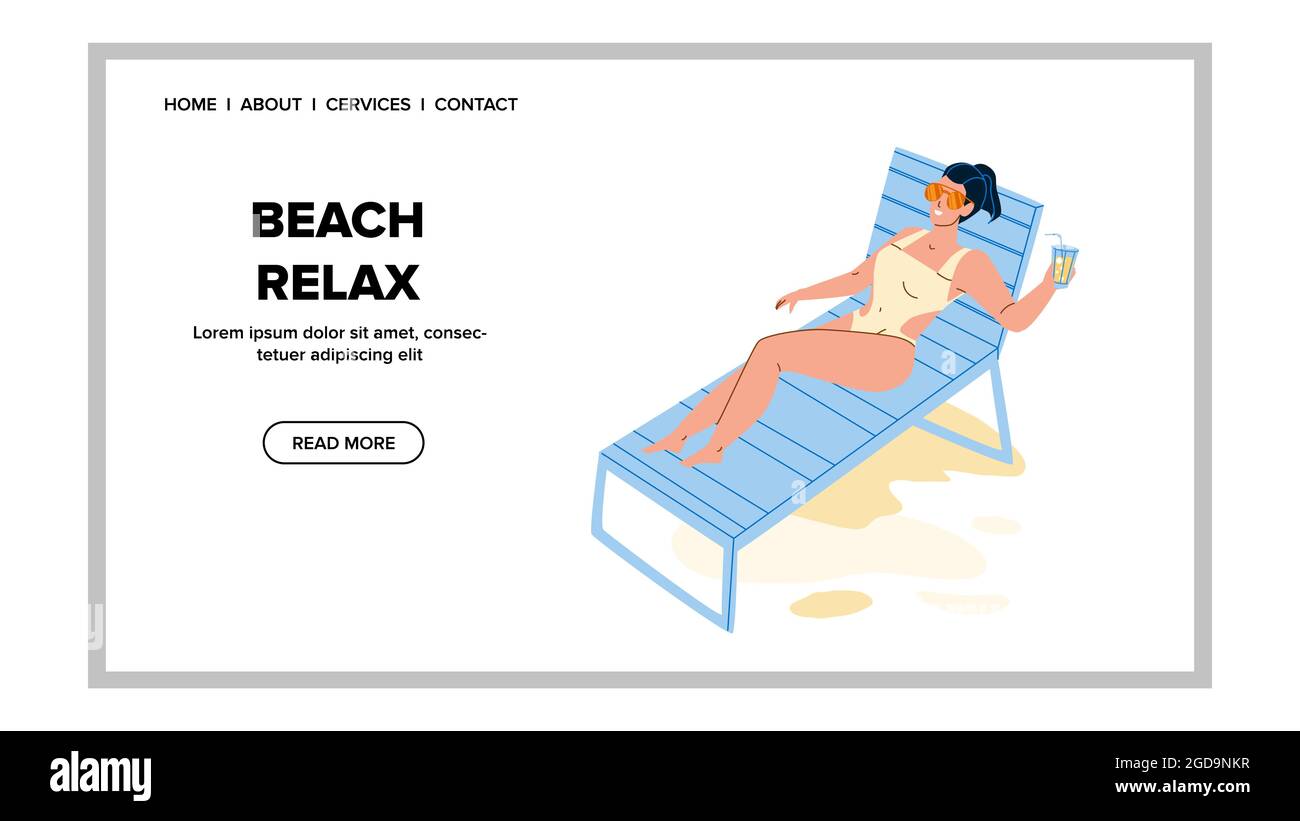 Beach Relax Woman Vacation Leisure Time Vector Stock Vector Image & Art ...