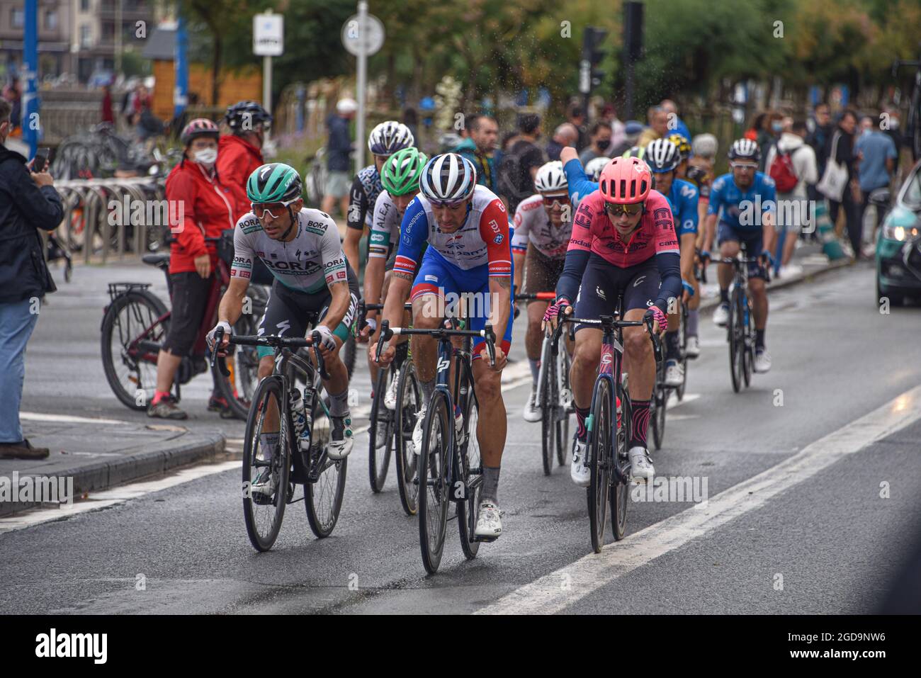 San Sebastian, Spain - 1 August 2021: Professional cycling teams ...