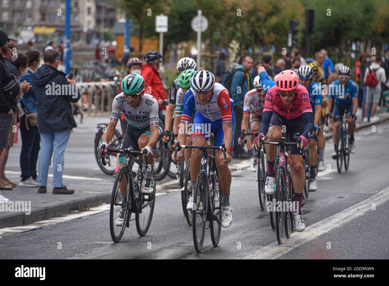 San Sebastian, Spain - 1 August 2021: Professional cycling teams ...
